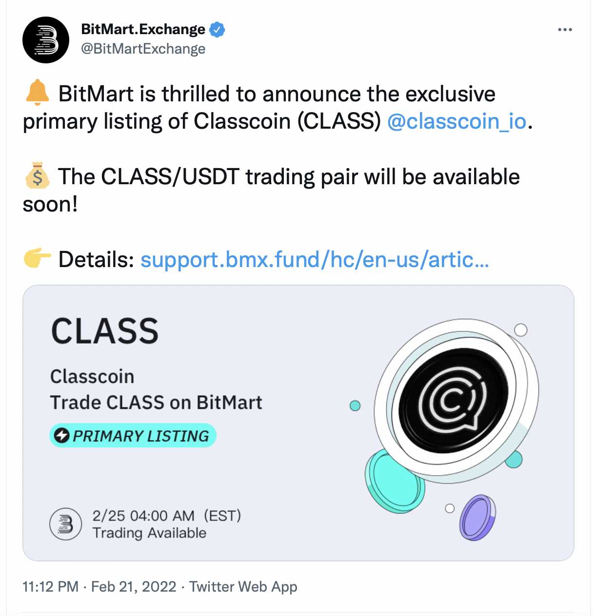 ทำความรู้จักเหรียญ CLASS Coin เหรียญของคนไทย ที่โกอินเตอร์ไปลิสต์บนกระดานเทรดต่างประเทศ Bitmart ...